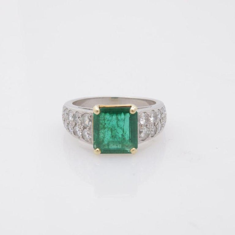 Customizable Unique Emerald Engagement Ring, Antique Wedding Ring, Half ...