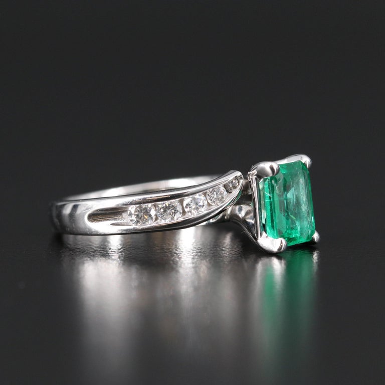 Customizable Unique Emerald Engagement Ring, Art Deco Half Eternity ...