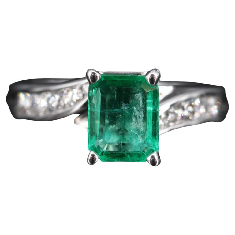 Customizable Unique Emerald Engagement Ring, Art Deco Half Eternity ...