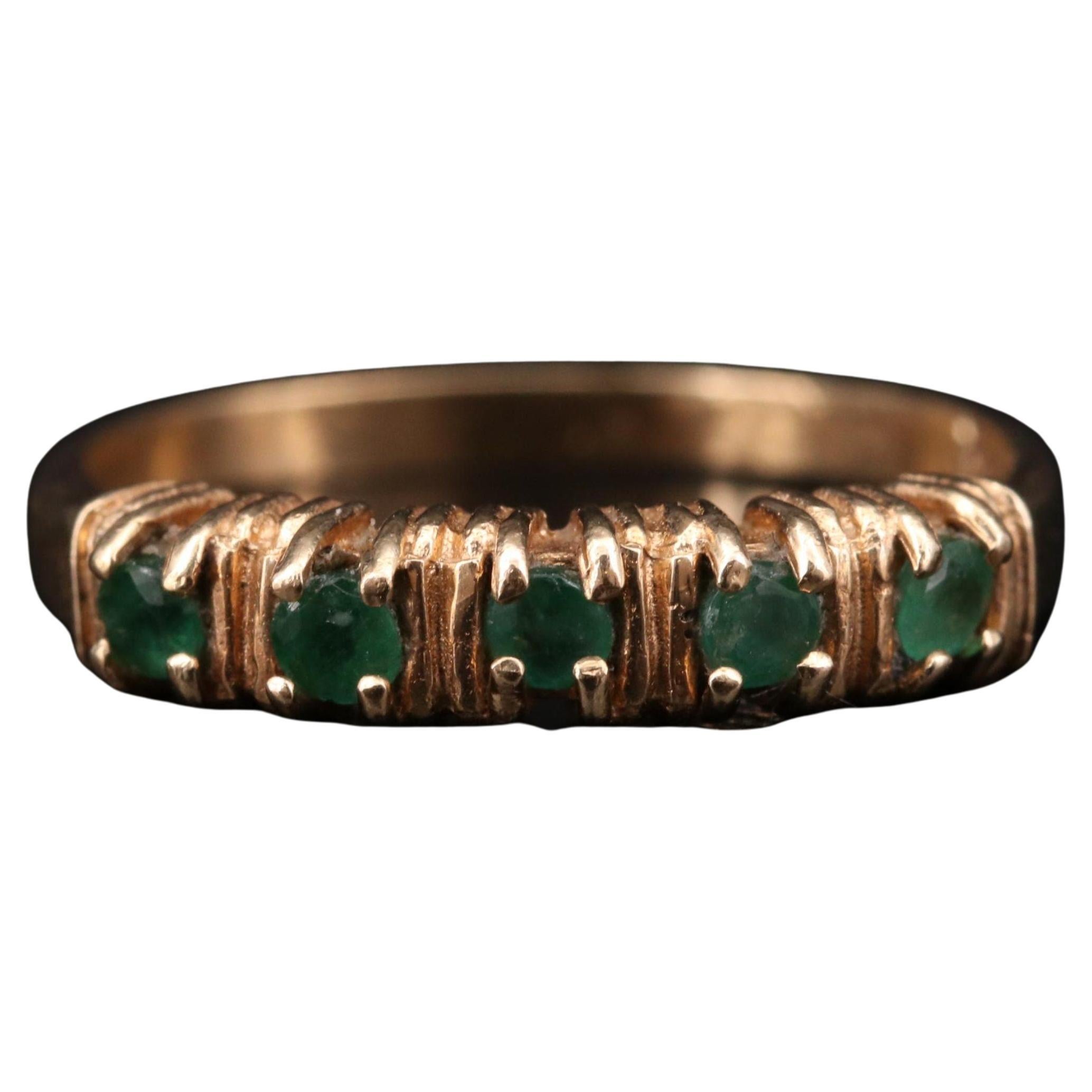 Customizable Unique Emerald Engagement Ring, Antique Half Eternity ...