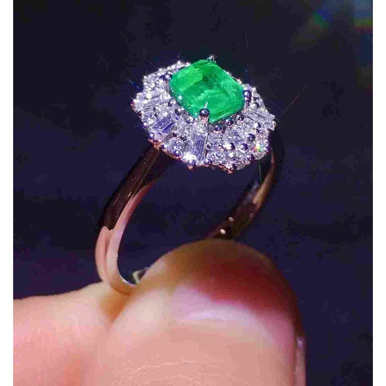 Customizable Unique Emerald Gold Ring, Natural Emerald Engagement Wedding Ring, 18K Gold For ...