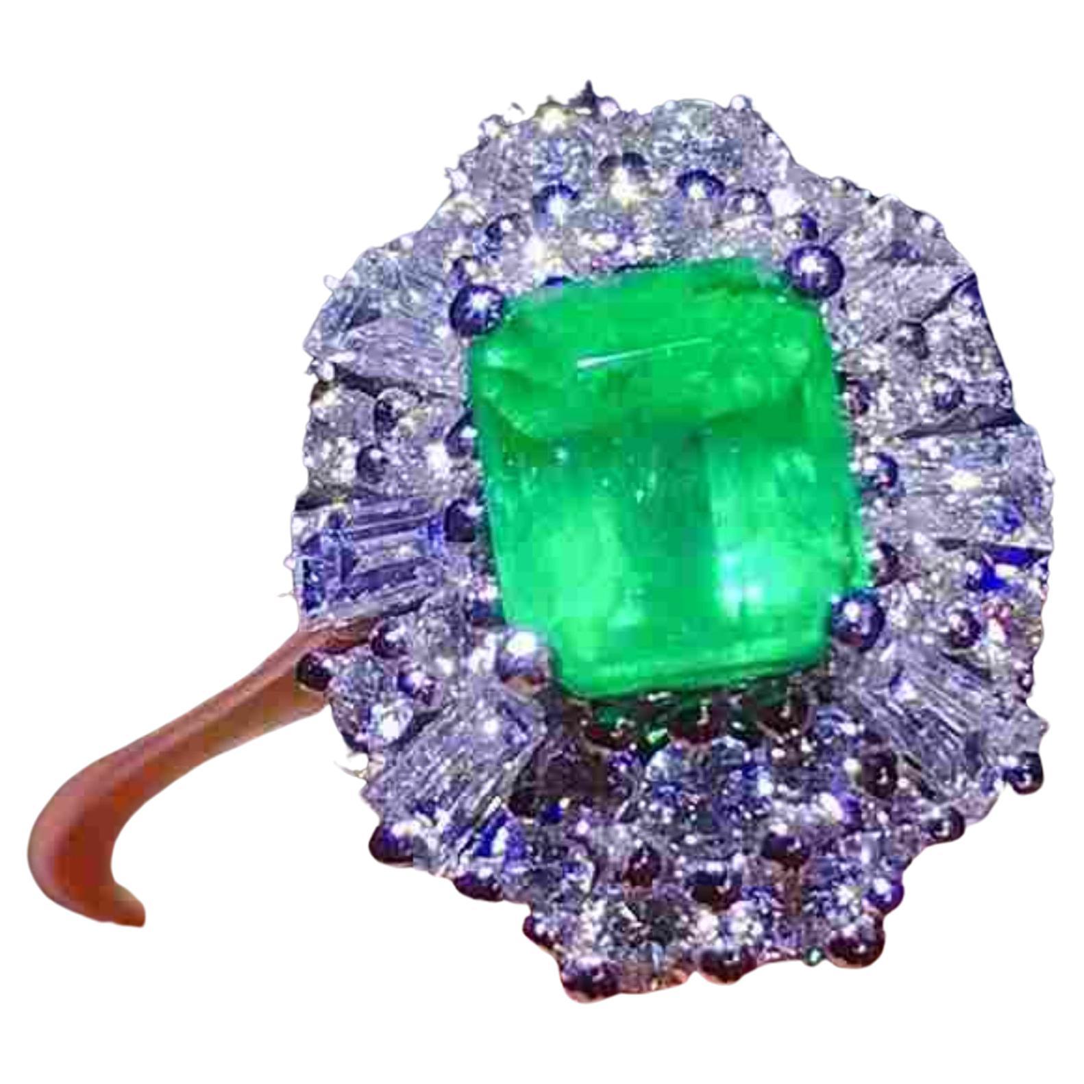 Customizable Natural Emerald Engagement Ring, 18K Gold Unique Emerald Wedding Ring For Sale at ...