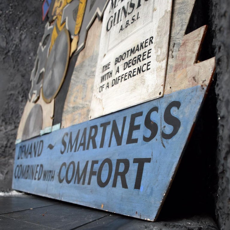 Unique English Folkart Boot Makers Shop Advertising Sign For Sale at ...