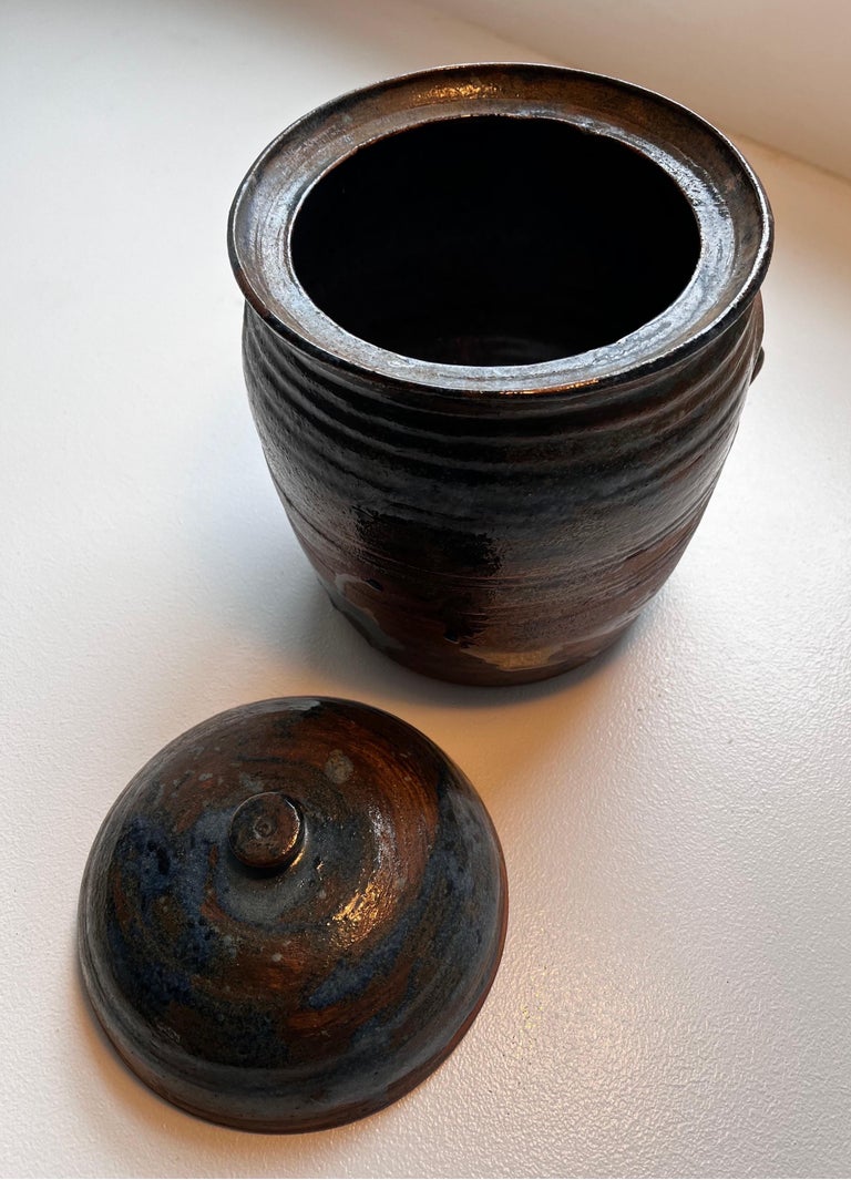 Unique Face Jar with Lid, Signed Waar, 1986 For Sale at 1stDibs