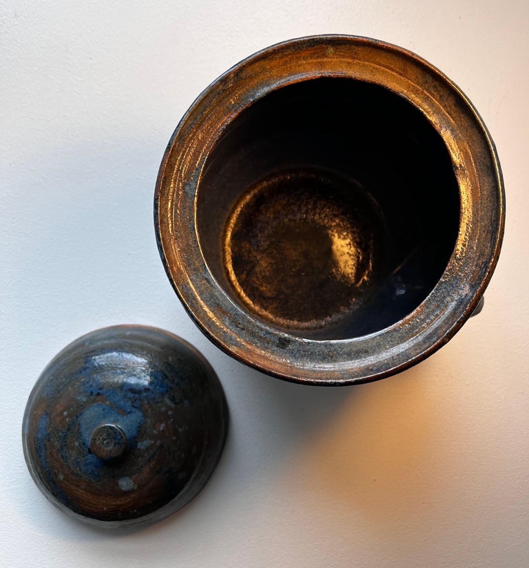 Unique Face Jar with Lid, Signed Waar, 1986 For Sale at 1stDibs