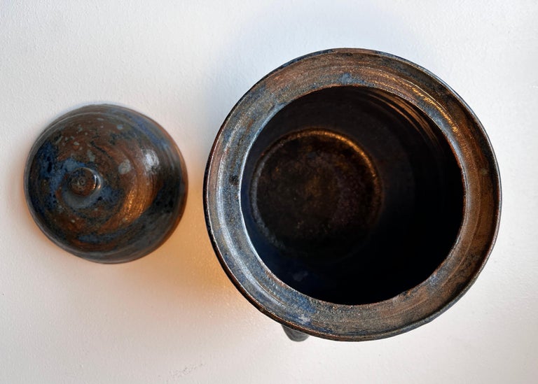 Unique Face Jar with Lid, Signed Waar, 1986 For Sale at 1stDibs