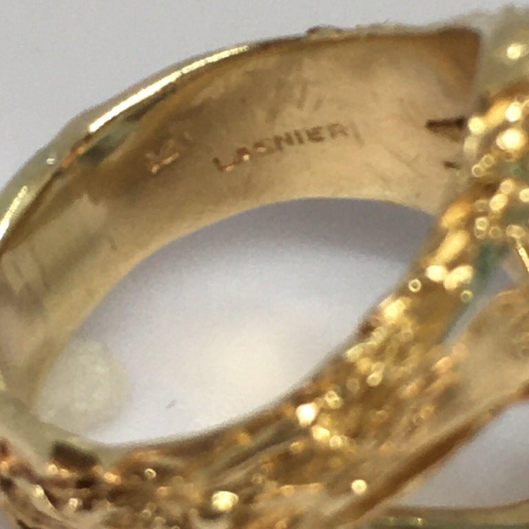 Unique Fancy Shape 14K Gold Natural Aquamarine 1980s Cocktail Ring ...