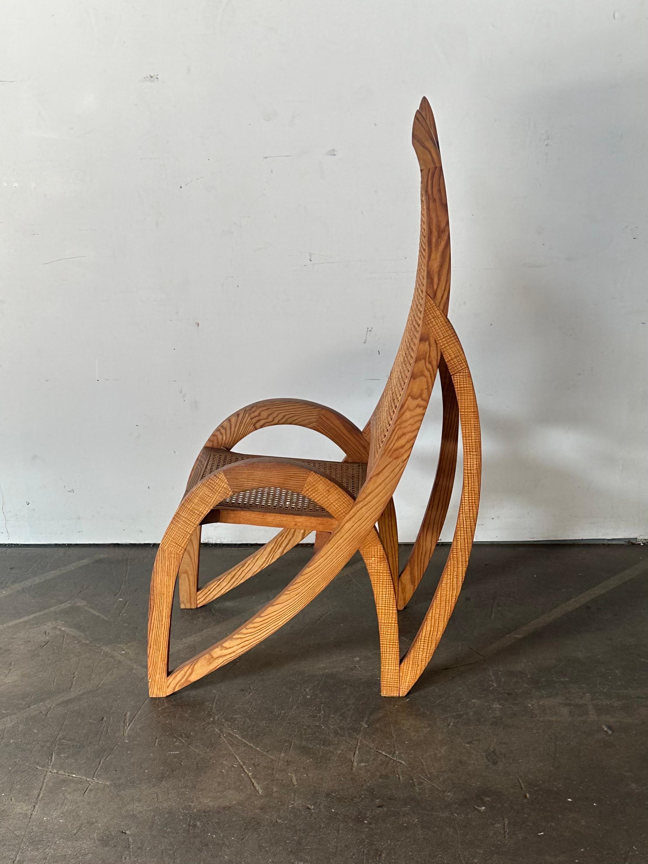 Unique Form Studio Crafted Hardwood Sculptural Lounge Chair with Cane ...