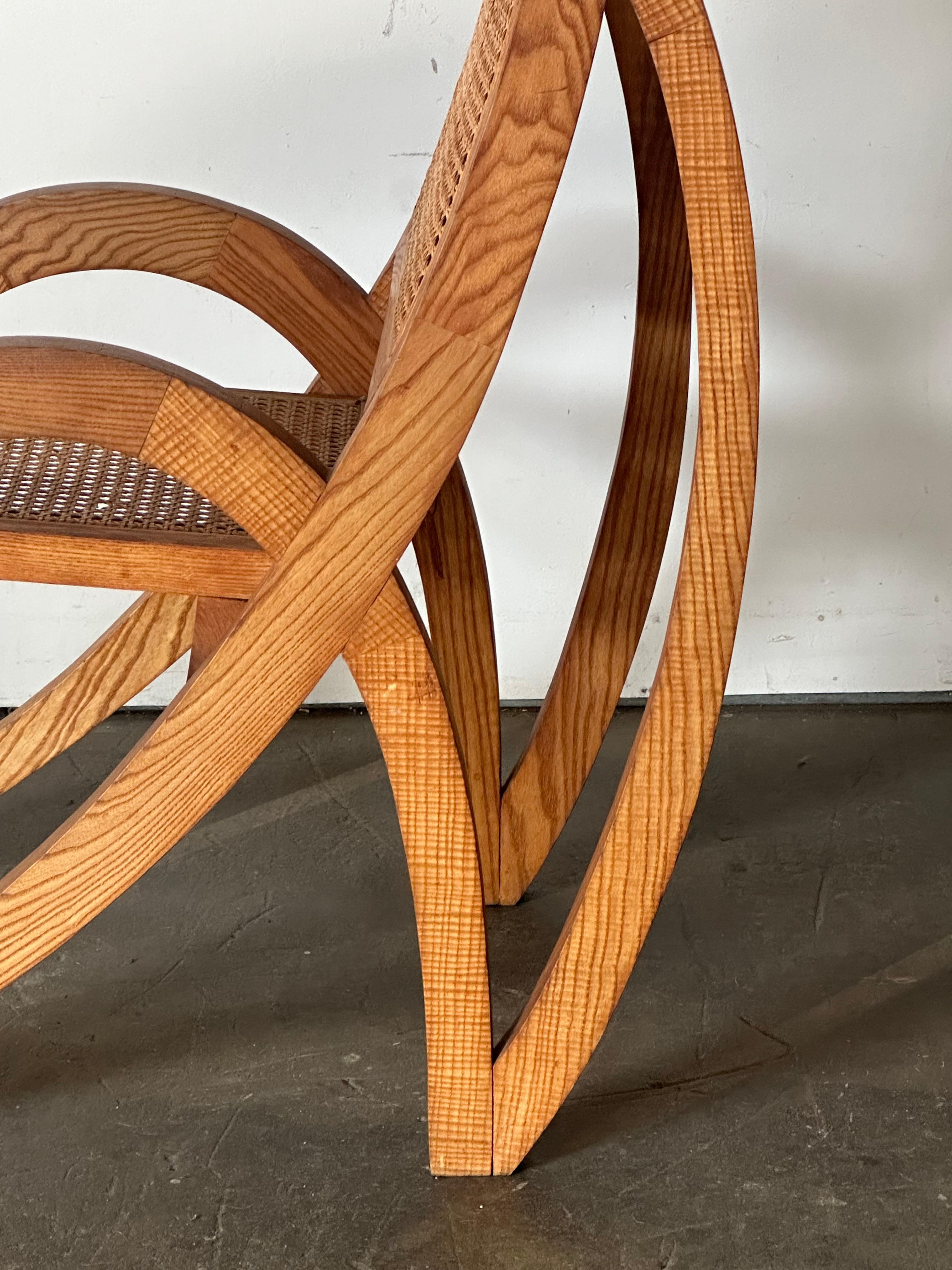 Unique Form Studio Crafted Hardwood Sculptural Lounge Chair with Cane ...