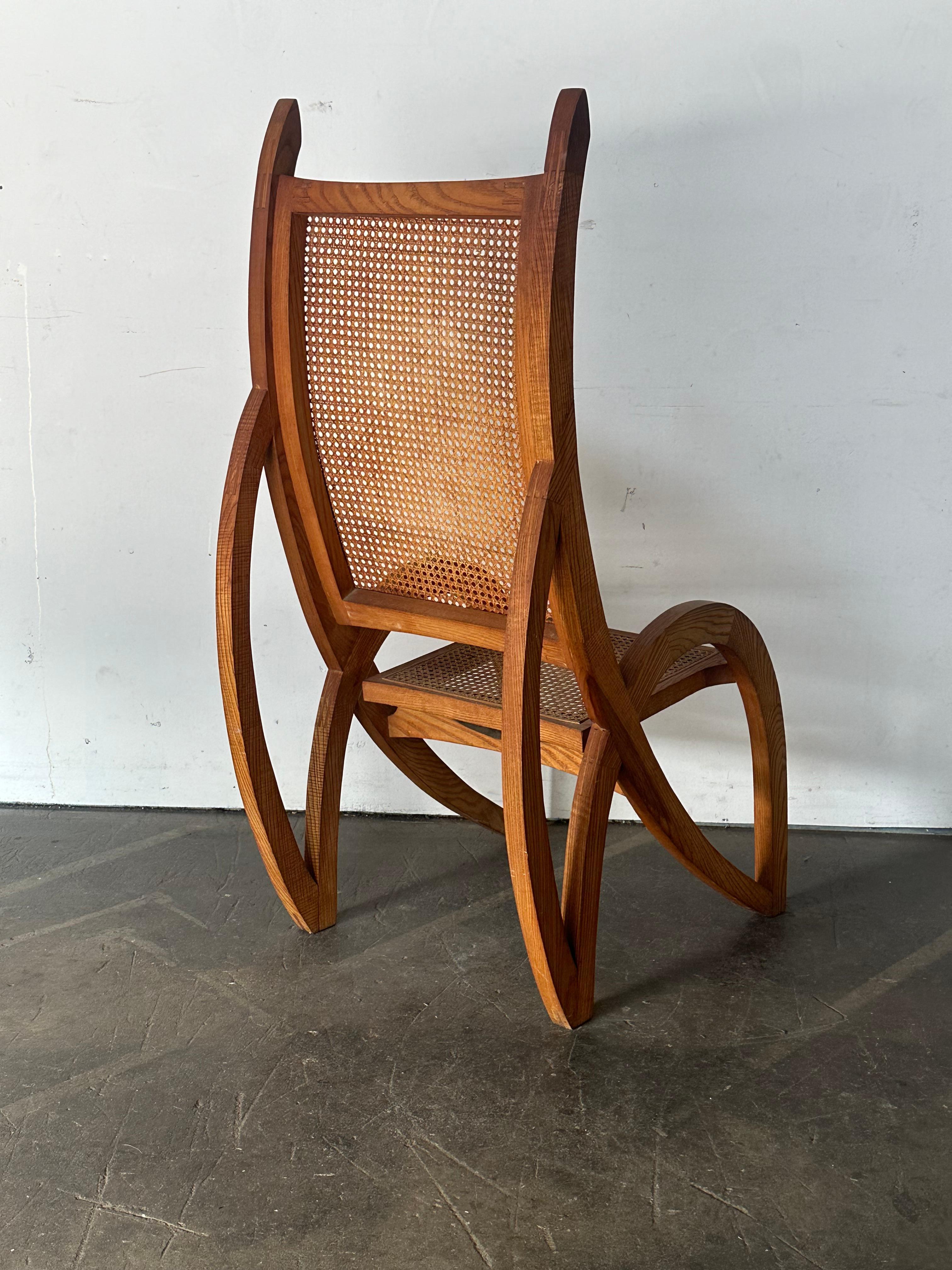 Unique Form Studio Crafted Hardwood Sculptural Lounge Chair with Cane ...