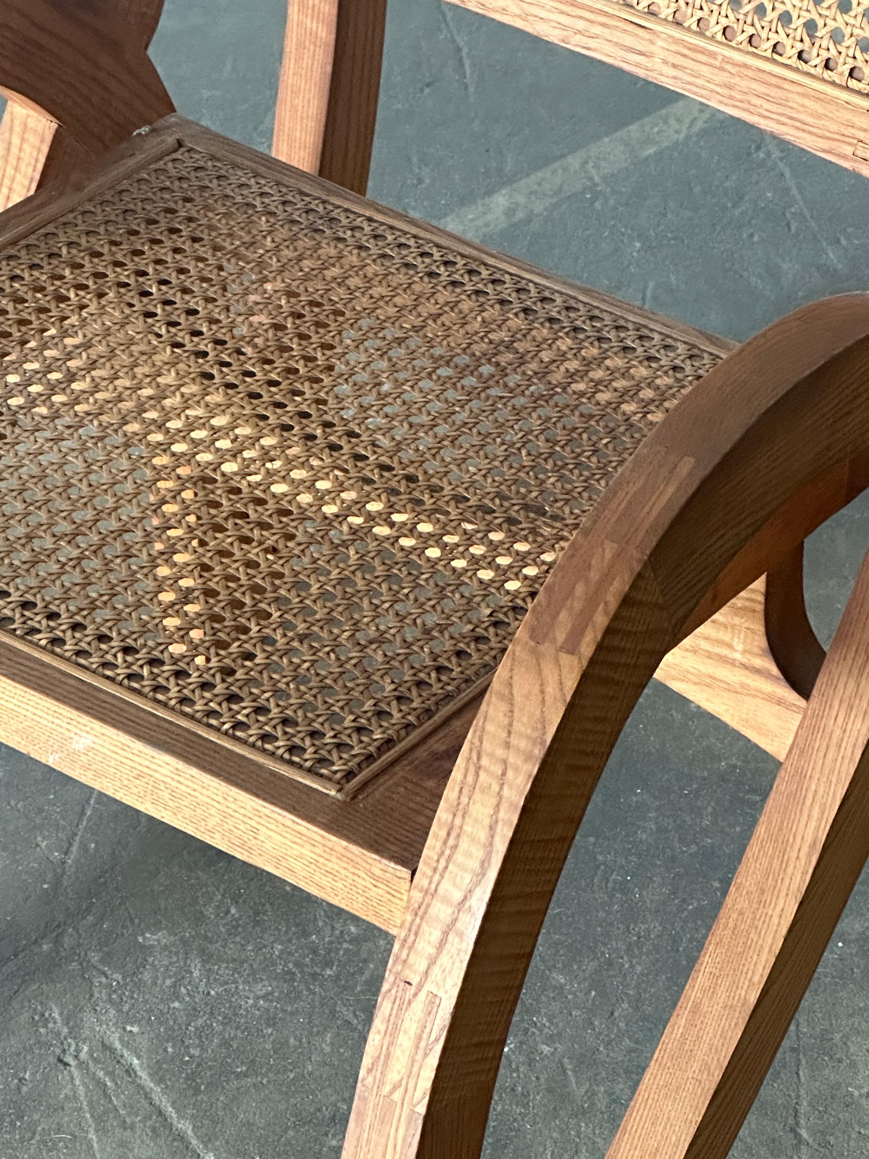 Unique Form Studio Crafted Hardwood Sculptural Lounge Chair with Cane Seating For Sale at 1stDibs