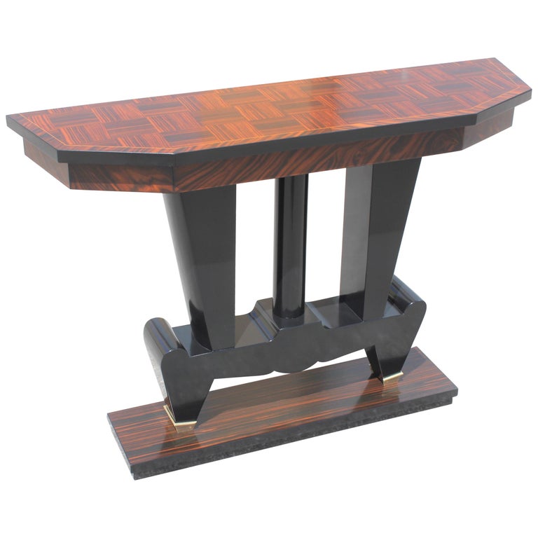 Unique French Art Deco Exotic Macassar Ebony Console Tables, circa ...