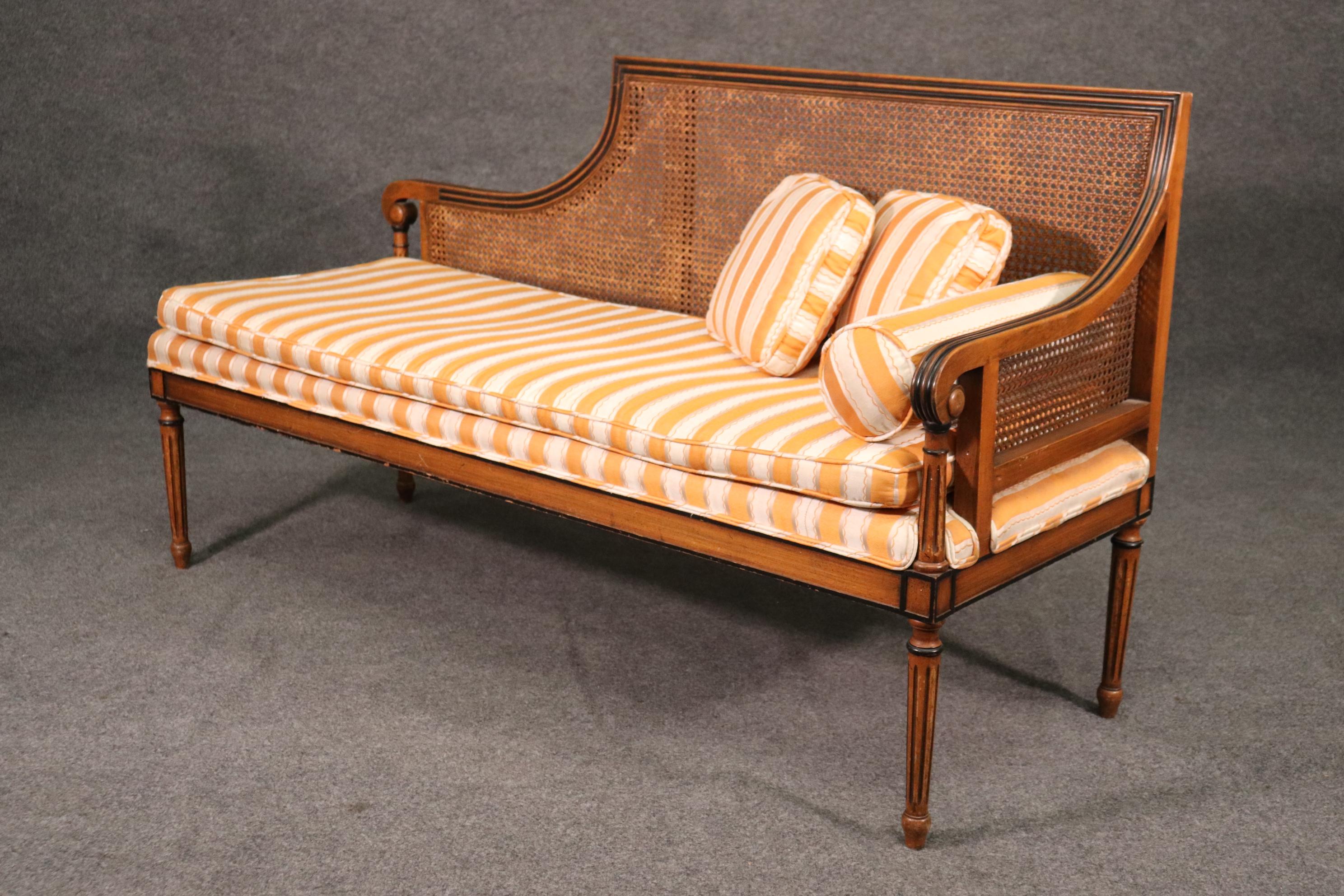 Unique French Louis XVI Cane Walnut Chaise Daybed Recamier, Circa 1930s ...