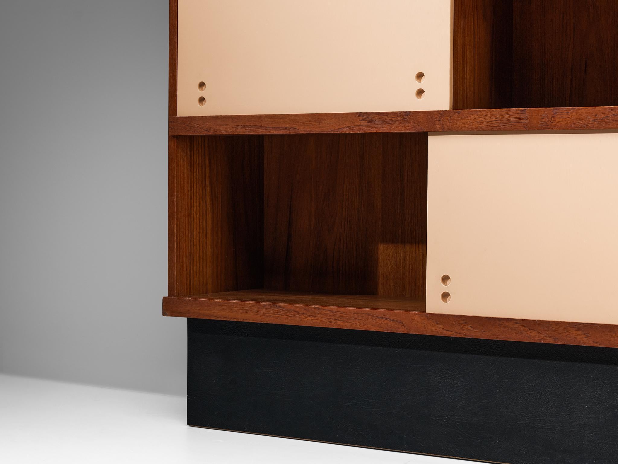 Unique French Wall Unit in Teak and Lacquered Wood For Sale at 1stDibs