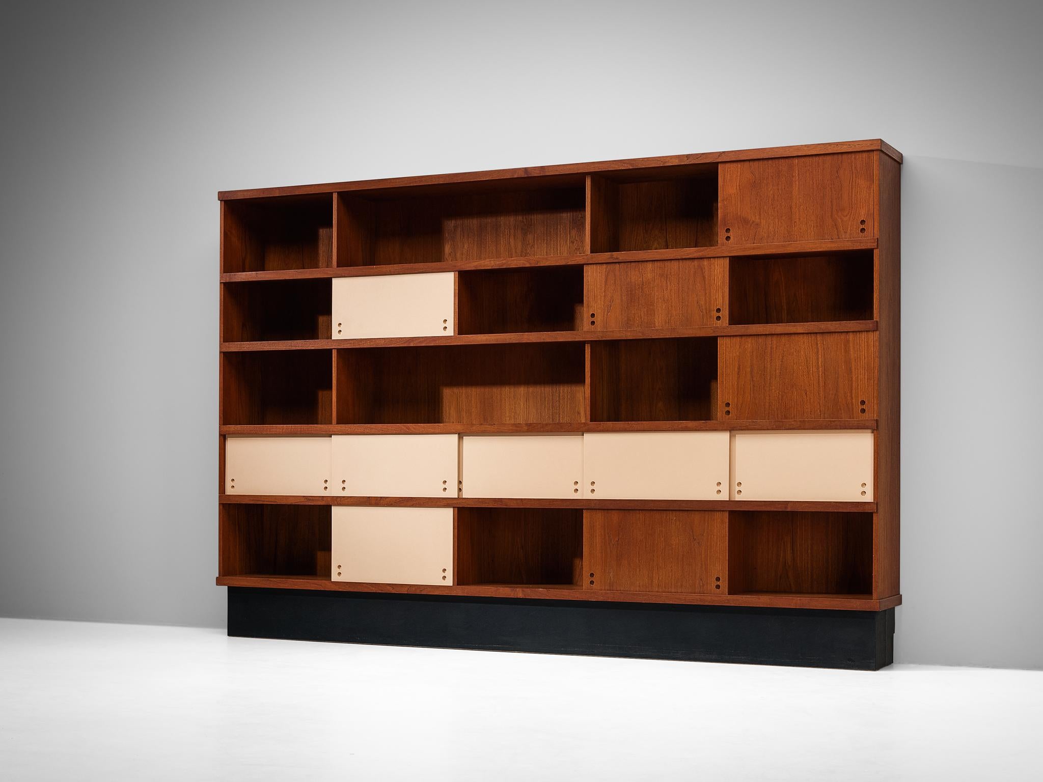 Unique French Wall Unit in Teak and Lacquered Wood For Sale at 1stDibs