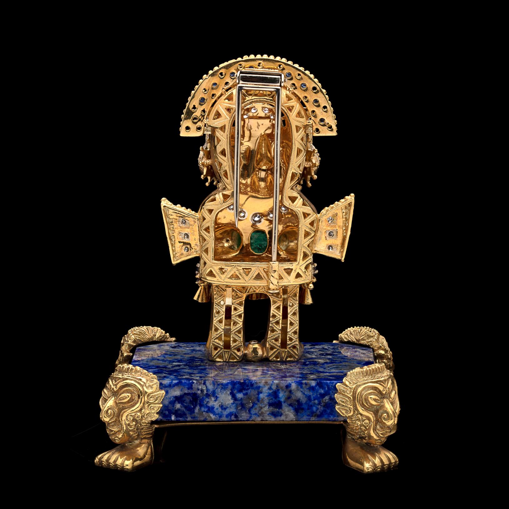 Unique Gem-Set Gold Inca Warrior Brooch with Pedestal at 1stDibs | inca ...