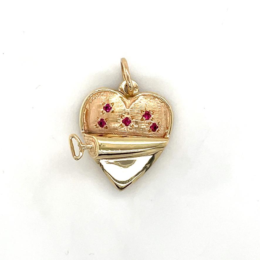 Unique Gold and Ruby Heart Charm at 1stDibs | coral rubi rose, rubi ...