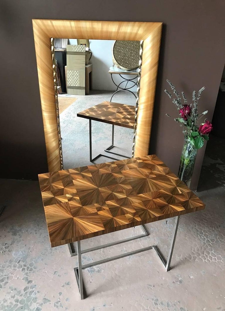 Unique Gold Straw Marquetry Coffee Side Table, France For Sale at 1stDibs
