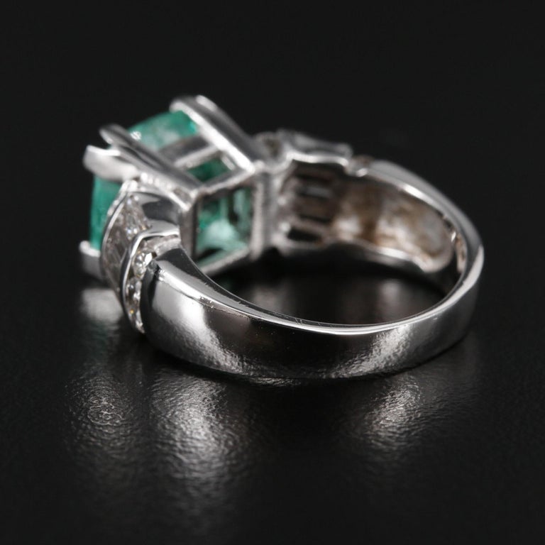 Customizable Unique Green Emerald Engagement Ring, Vintage Emerald Ring ...