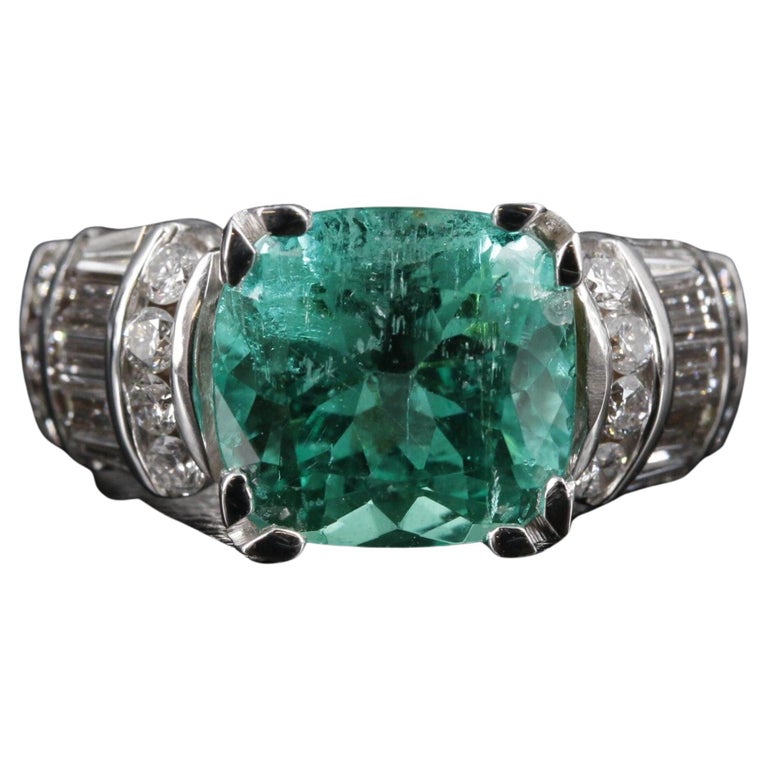 Customizable Unique Green Emerald Engagement Ring, Vintage Emerald Ring ...