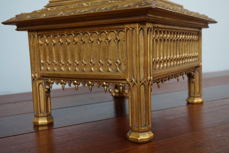 Unique Hand Carved and Gilt Oak Gothic Revival Church Reliquary Casket ...
