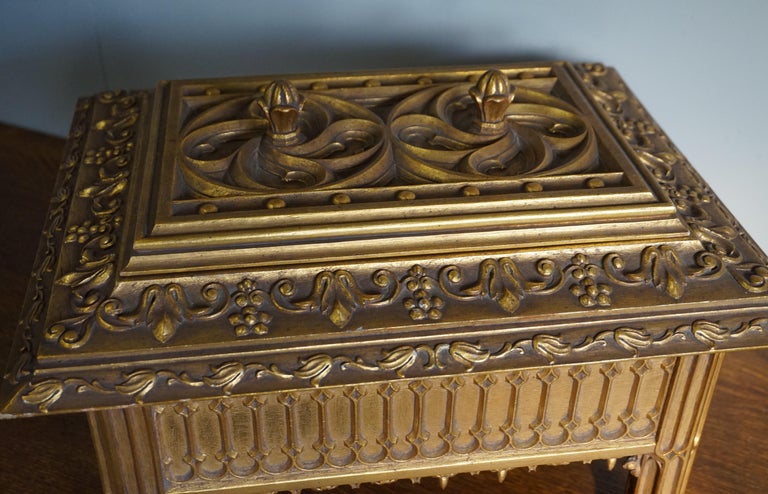 Unique Hand Carved and Gilt Oak Gothic Revival Church Reliquary Casket ...