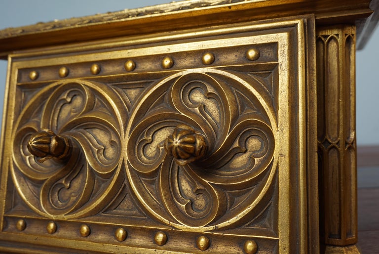 Unique Hand Carved and Gilt Oak Gothic Revival Church Reliquary Casket ...