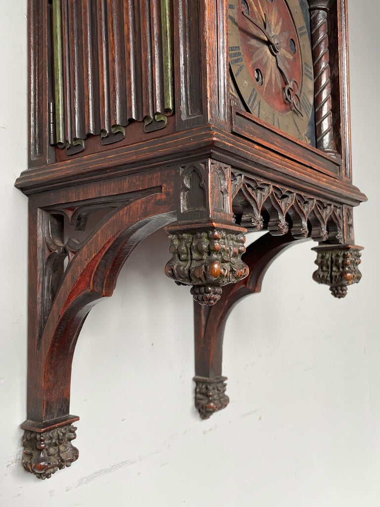 Unique, Hand Carved and Hand Painted 19th Century Oak Gothic Revival ...