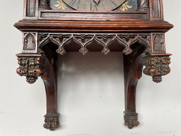 Unique, Hand Carved and Hand Painted 19th Century Oak Gothic Revival ...