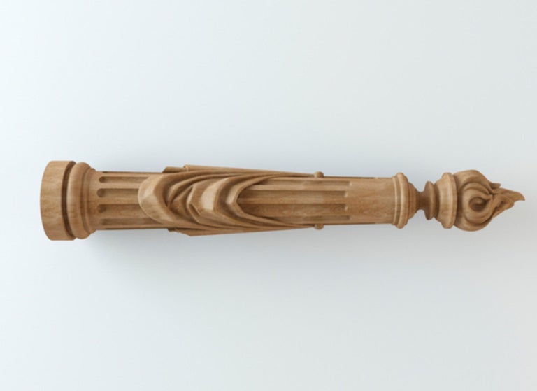 Unique Hand Carved Newel Post for Stairs with flutes and drapery For ...