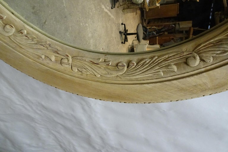 Unique Hand Carved Round Wall Mirror For Sale at 1stDibs