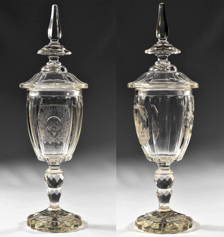 Unique Hand Engraved Goblet, Symbol of the Gradual Years of a Man, 19th ...