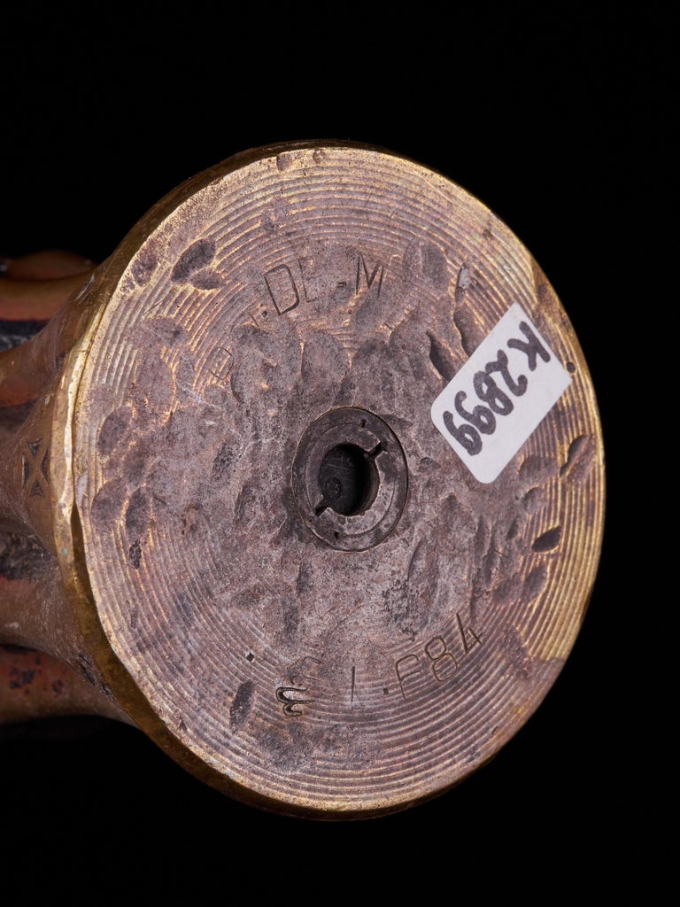 Unique Handmade Engraved Bombshell Brass Vase For Sale at 1stDibs