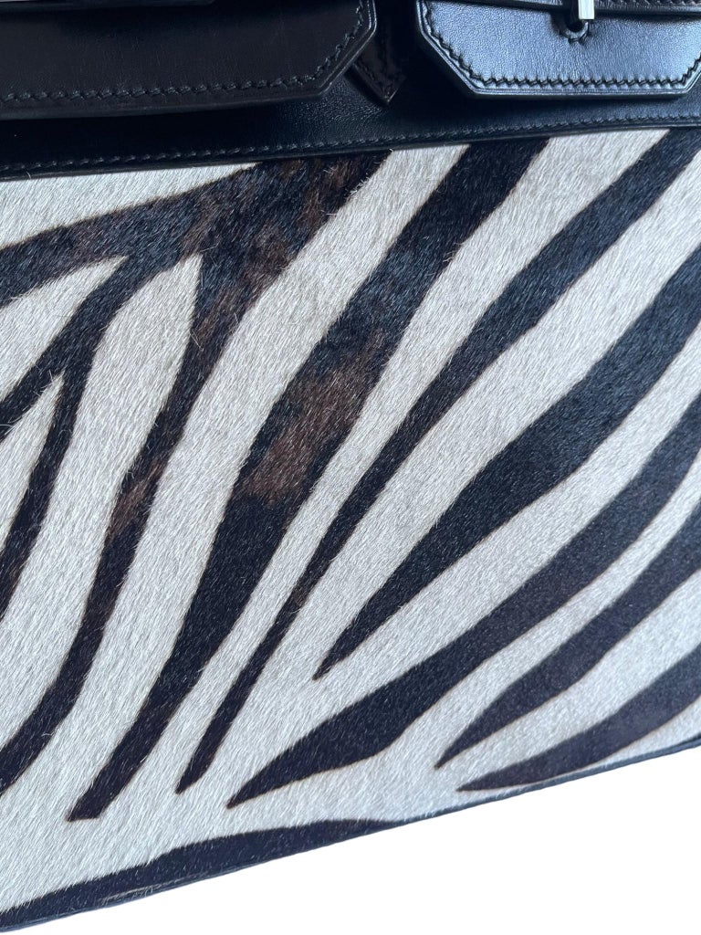 Unique Hermès Birkin 35cm Zebra Black Box Leather Palladium Hardware ...