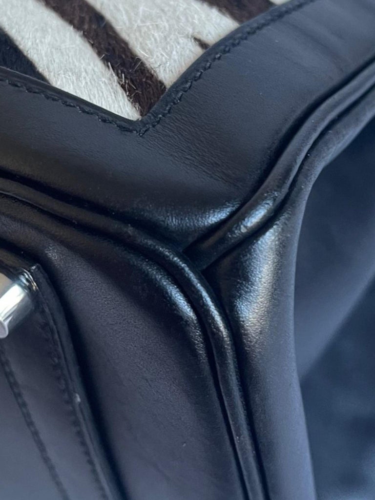 Unique Hermès Birkin 35cm Zebra Black Box Leather Palladium Hardware ...