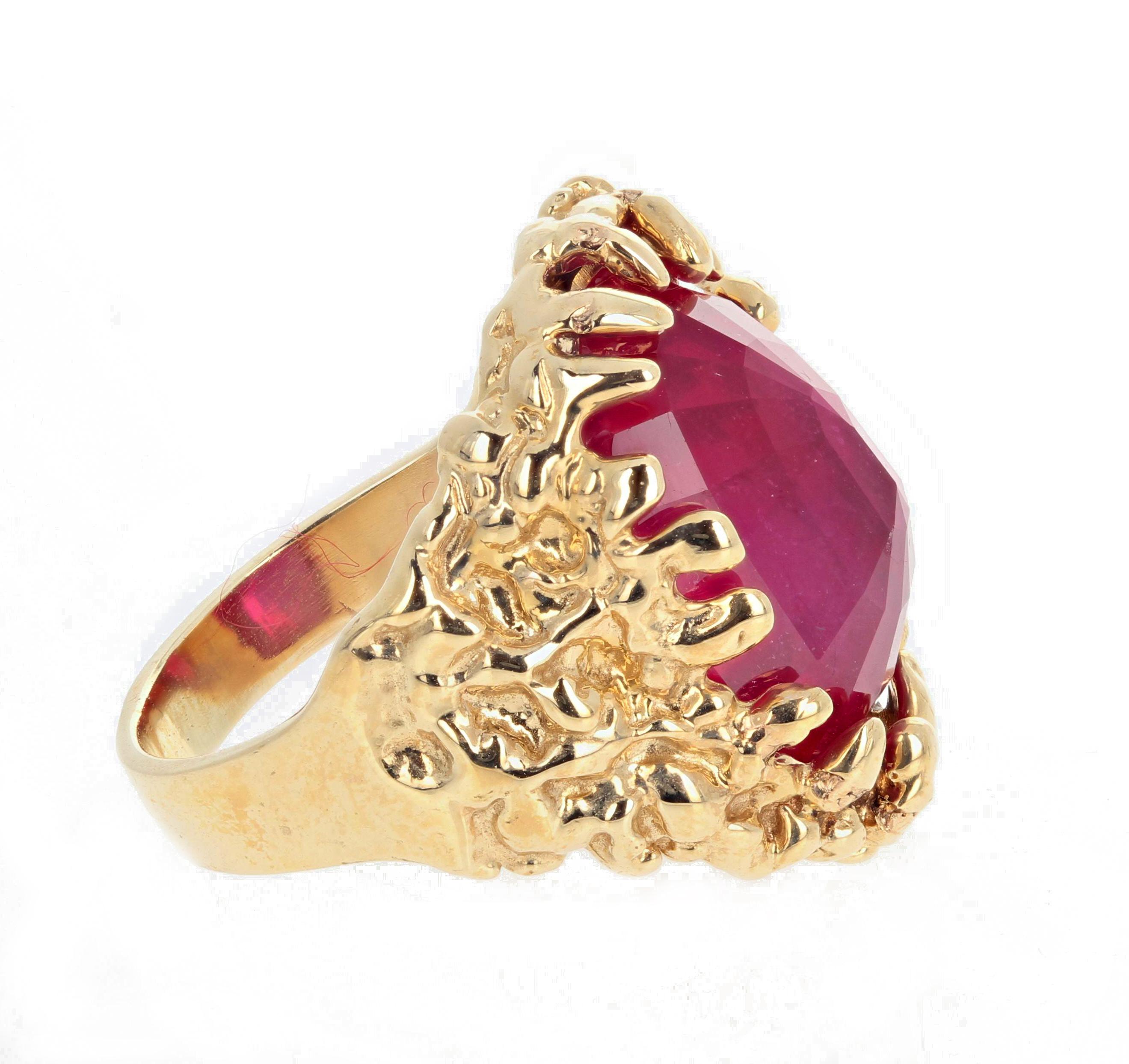 AJD Dramatic Impressive Huge 14 Ct. Ruby in 14 Kt Yellow Gold Cocktail ...