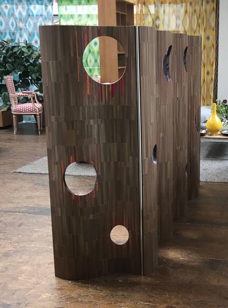Unique Huge Handmade French Straw Marquetry Screen at 1stDibs