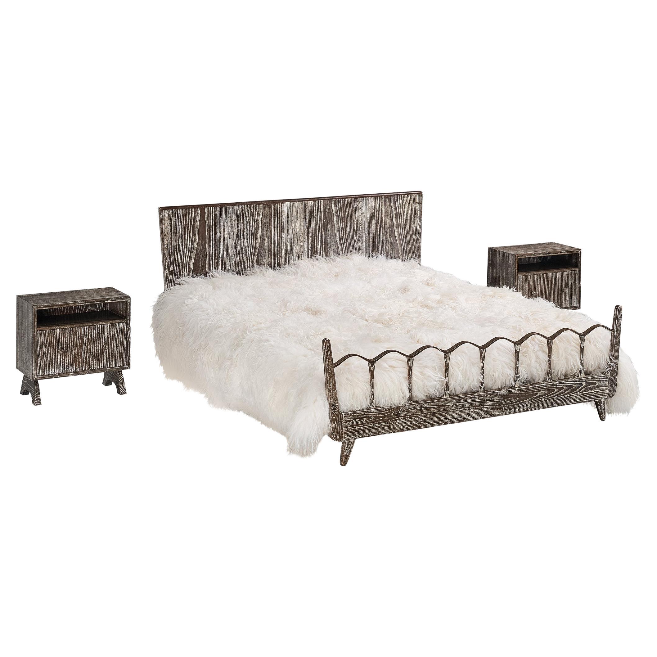 Unique Italian Highboard in Cerused Chestnut For Sale at 1stDibs