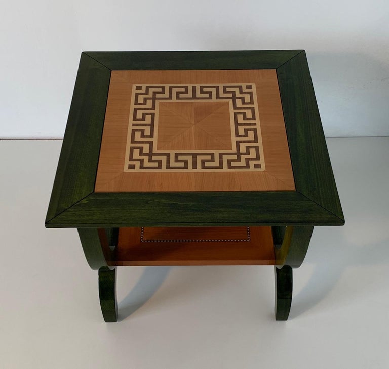 Unique Italian Green Aniline and Maple Coffee Table For Sale at 1stDibs
