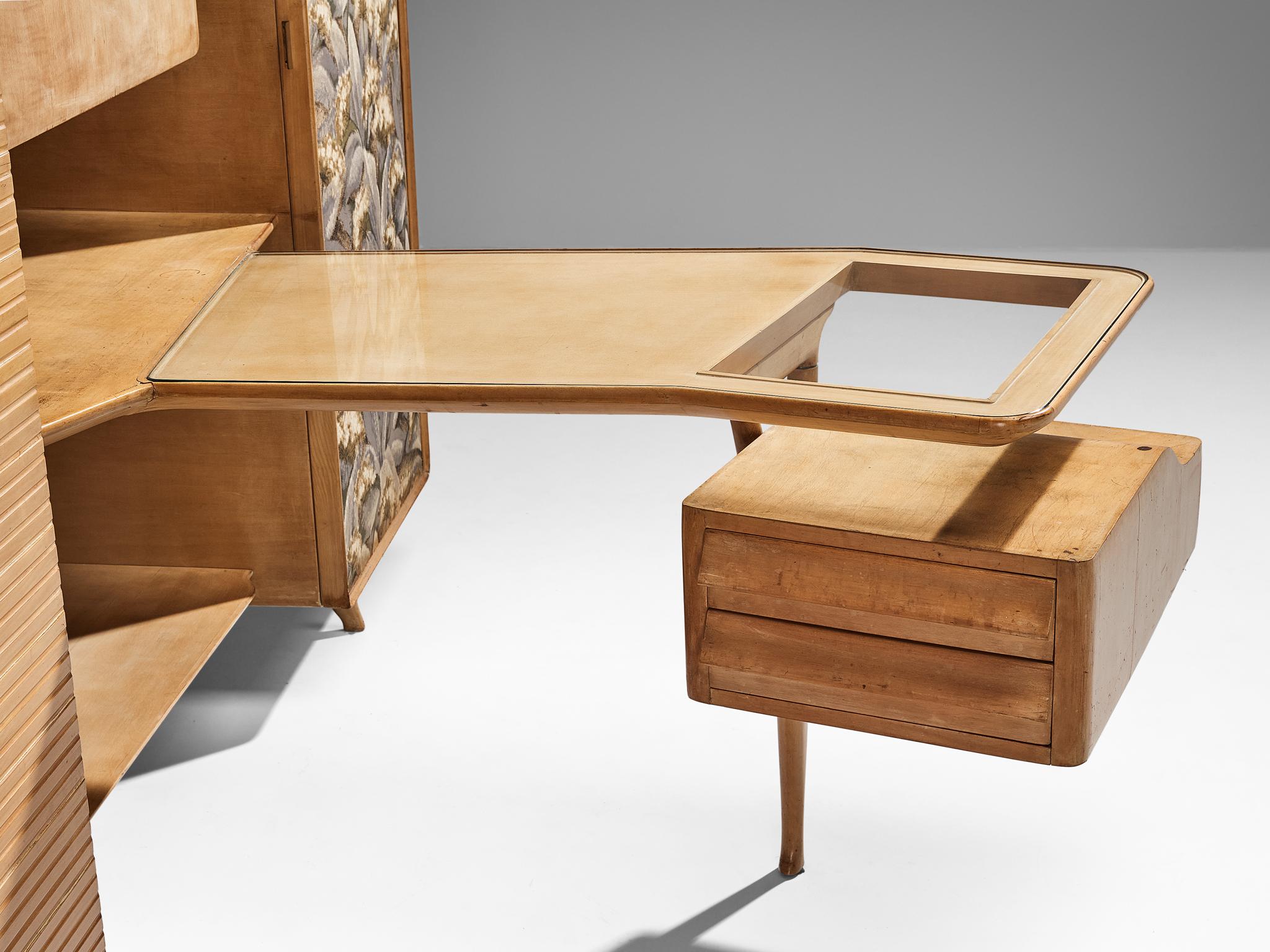 Unique Italian Large Wall Unit with Writing Desk in Maple and Birch For ...