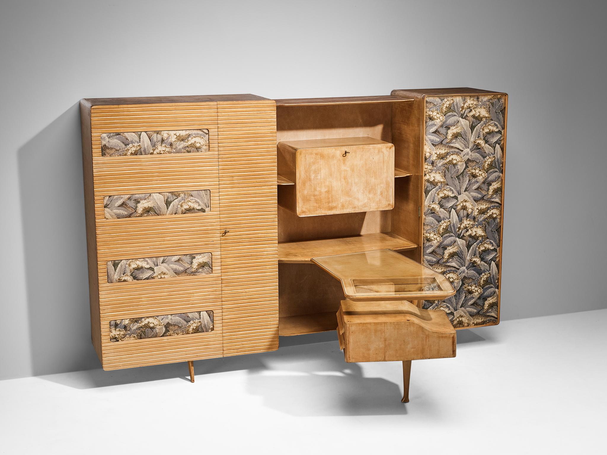 Unique Italian Large Wall Unit with Writing Desk in Maple and Birch For ...