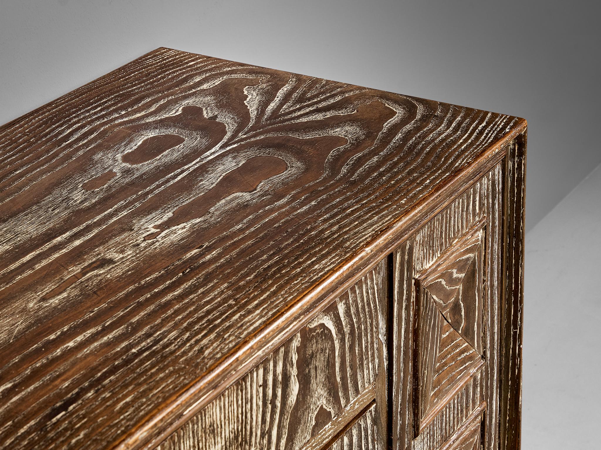 Unique Italian Sideboard in Cerused Chestnut For Sale at 1stDibs