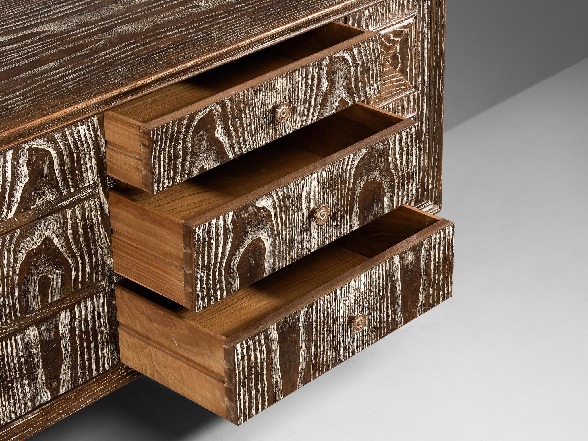 Unique Italian Sideboard in Cerused Chestnut For Sale at 1stDibs