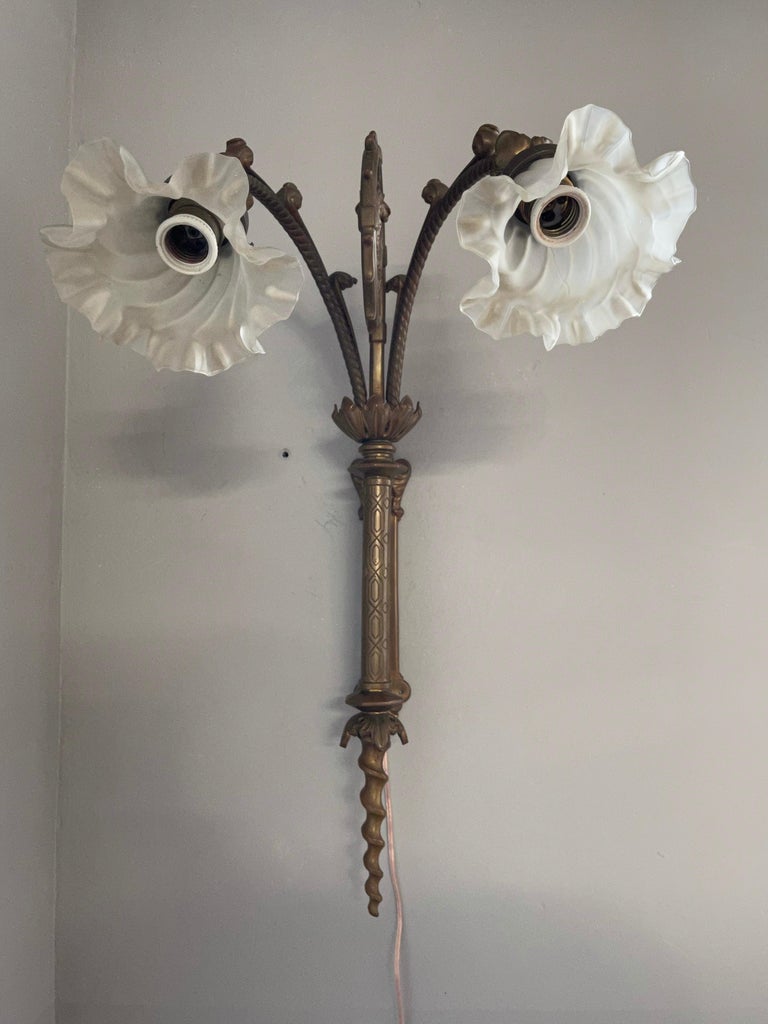 Unique Large and Great Quality Gothic Revival Solid Bronze Two-Light ...