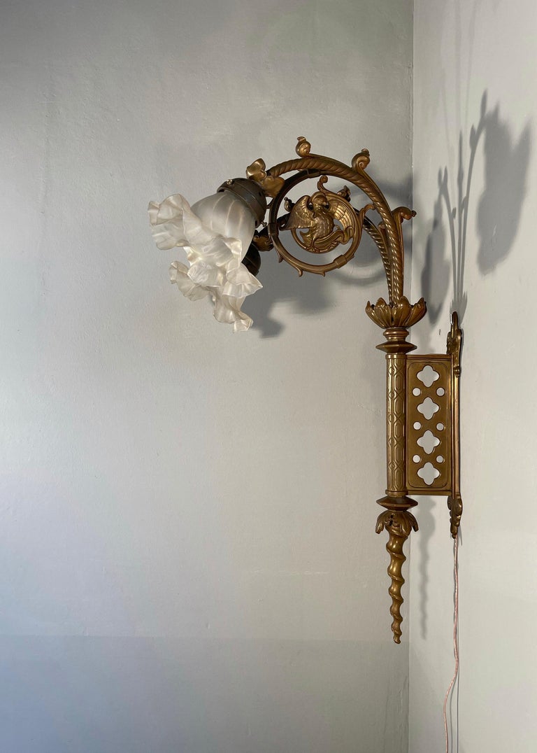 Unique Large and Great Quality Gothic Revival Solid Bronze Two-Light ...