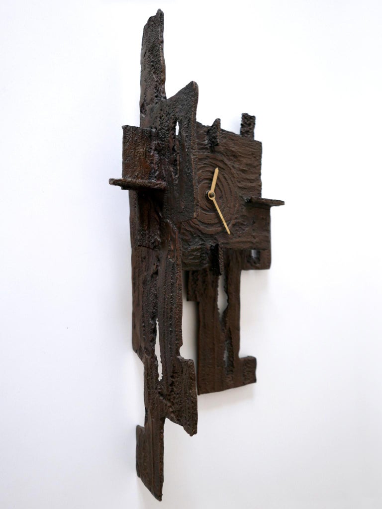 Unique and Large Mid-Century Modern Brutalist Bronze Wall Clock Germany ...