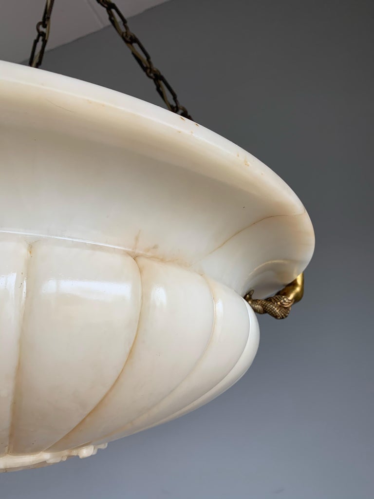 Unique and Extra Large White Alabaster Chandelier with Bronze Mermaid ...