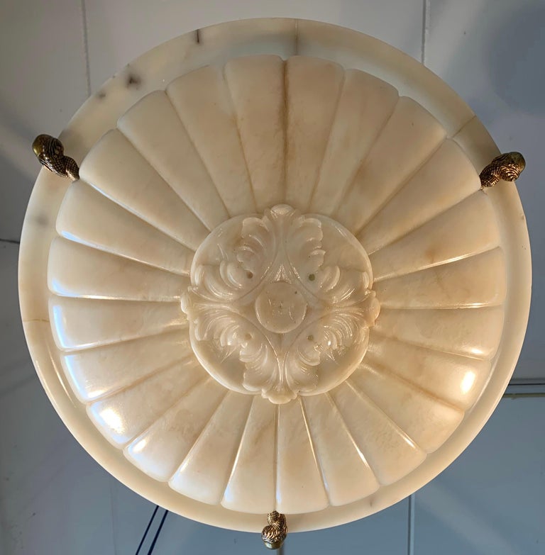 Unique and Extra Large White Alabaster Chandelier with Bronze Mermaid ...