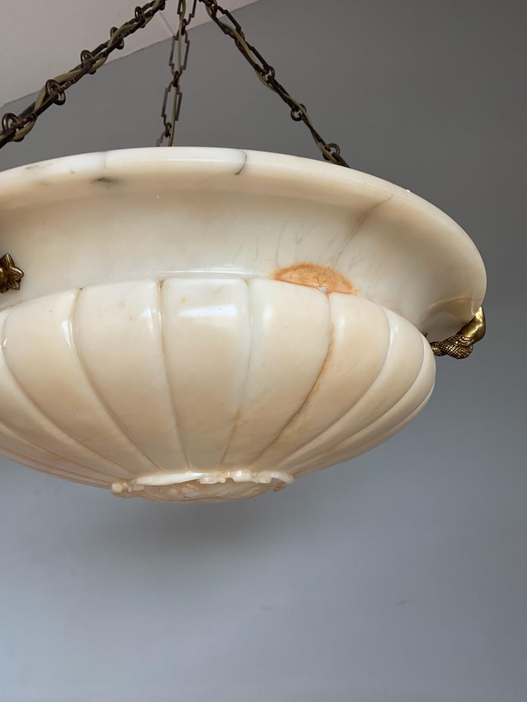 Unique and Extra Large White Alabaster Chandelier with Bronze Mermaid ...