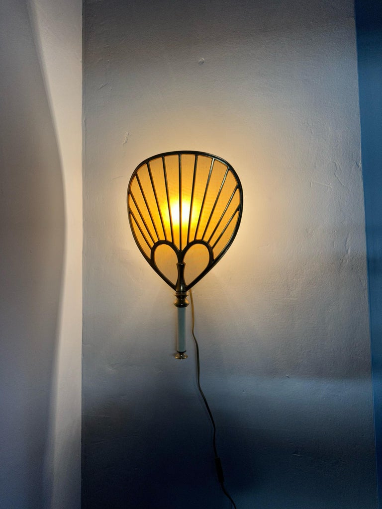 Unique Large Pair of MidCentury Hollywood Regency Bronze Leaf / Fan ...